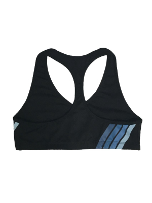 Aviator Nation 4 Stripe V-cut Sports Bra - Black // Blue Stripes - Autumn
