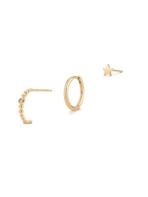 Edge of Ember Huggies Star Ear Stacking Set - Autumn