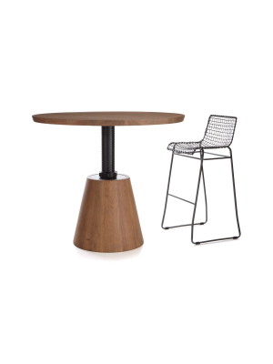 Crate and Barrel Revolve 48" Round Adjustable Height Dining Table - Autumn