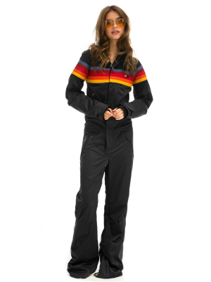 Aviator Nation Women's 5 Stripe Satin Powder Suit - Black - Autumn