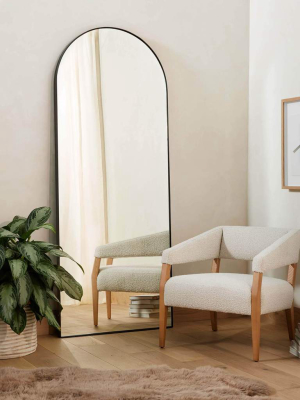 High Fashion Home Georgina Floor Mirror, Iron Matte Black - Kedenza