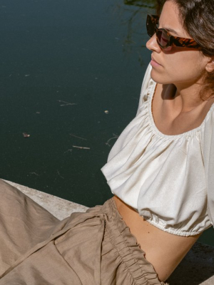 OZMA Georgia Top, Regen Silk Noil, Natural - Autumn