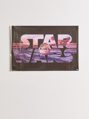Urban Outfitters Star Wars The Mandalorian Flying Baby Yoda Poster - Autumn