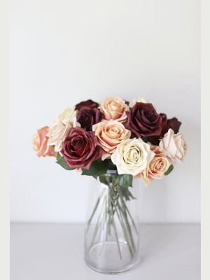 Afloral Silk Flowers Rose In Plum Purple - 21.5" - House For Greens