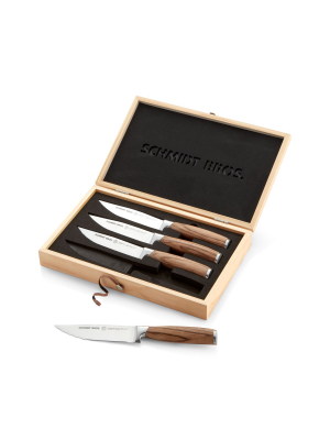 Crate and Barrel Schmidt Brothers ® Zebra Wood Steak Knives Set Of Four ...