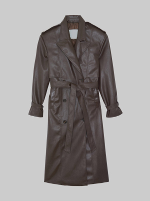 Frankie shop Diana Faux Leather Trench Coat - Java - Autumn
