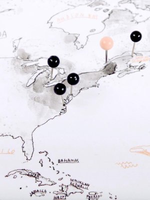 Baltic Club World Map Pinboard + Push Pins - Autumn