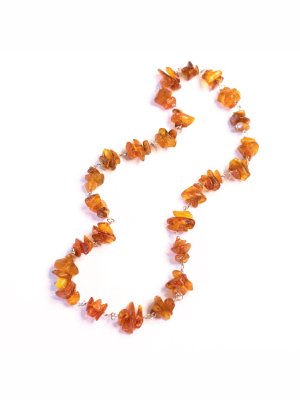 Veronica Staudt Vintage Genuine Baltic Amber Nugget Necklace - Autumn