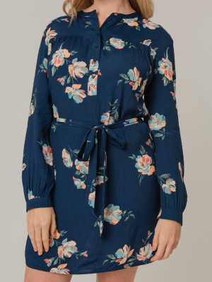 Daniel Rainn Flowy Summer Dress With Long Sleeves (blue) - Autumn