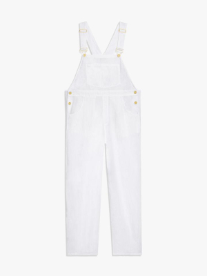 Coco Cabana Basic Linen Overalls In White - Autumn