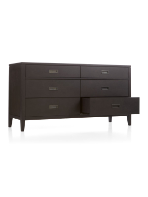 Crate and Barrel Arch Grey brown 6 drawer Dresser Autumn